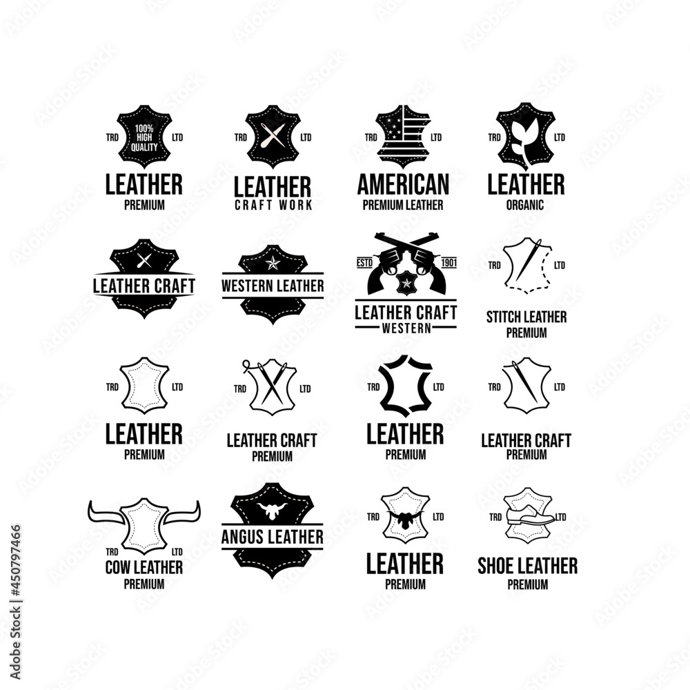 set collection leather craft logo icon design vector illustration Stock ...