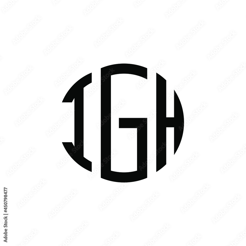 IGH letter logo design. IGH modern letter logo with black background ...