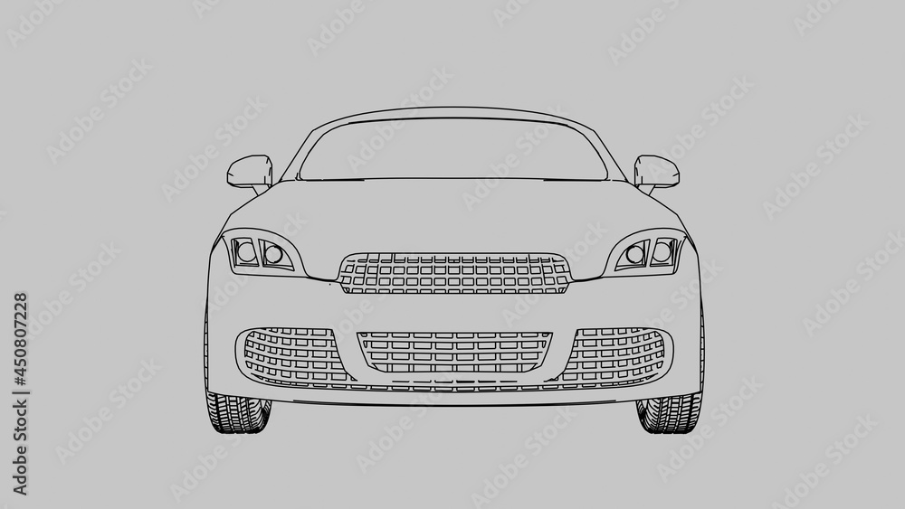 car sketch 3d rendering of the car model. The car is built on the basis ...