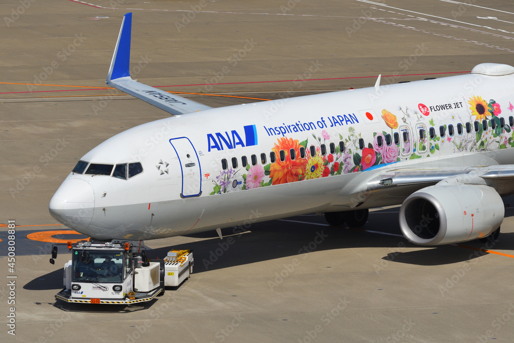 Tokyo, Japan - April 18, 2021:All Nippon Airways (ANA) Boeing B737-800 ...