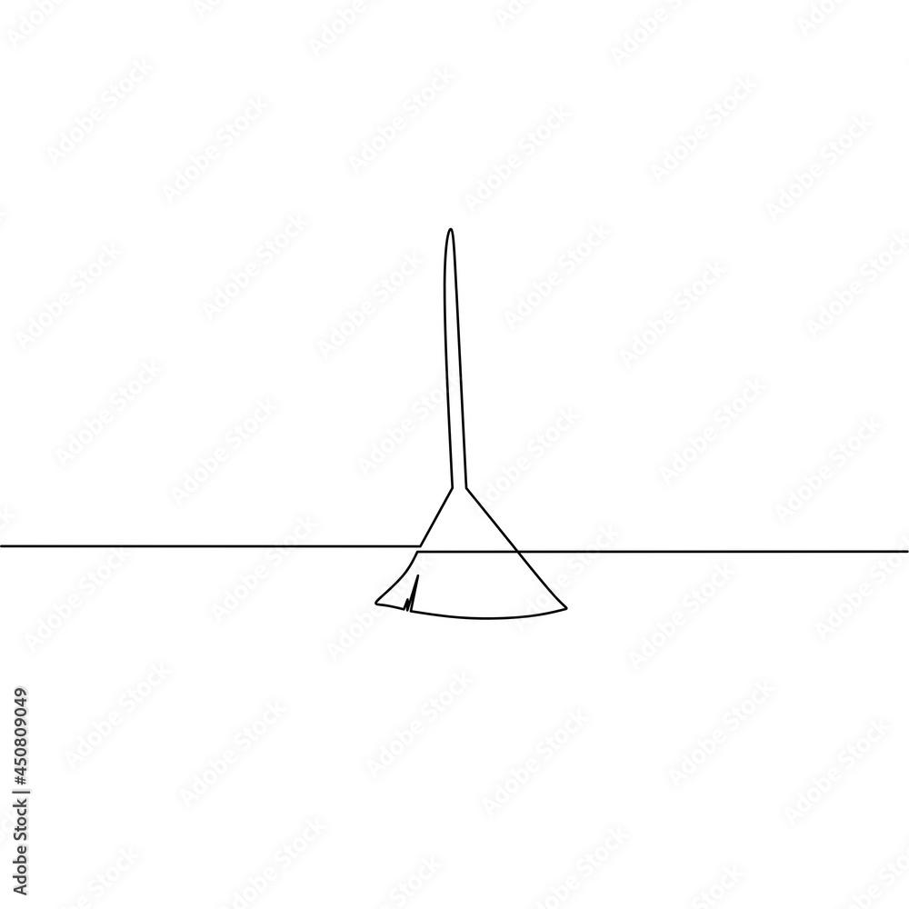 Continuous line drawing of broom, simple design, object one line ...