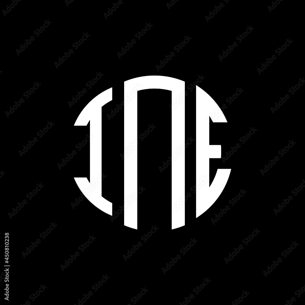 INE letter logo design. INE modern letter logo with black background ...