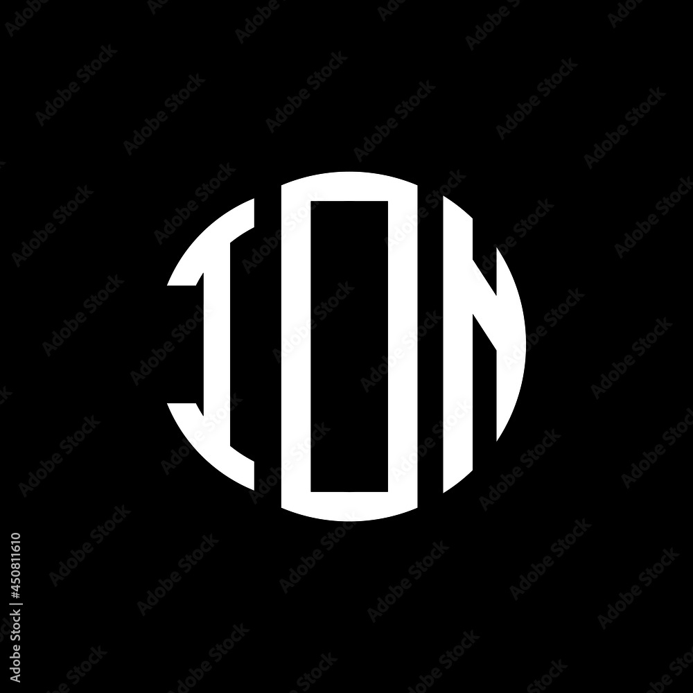 ION letter logo design. ION modern letter logo with black background ...