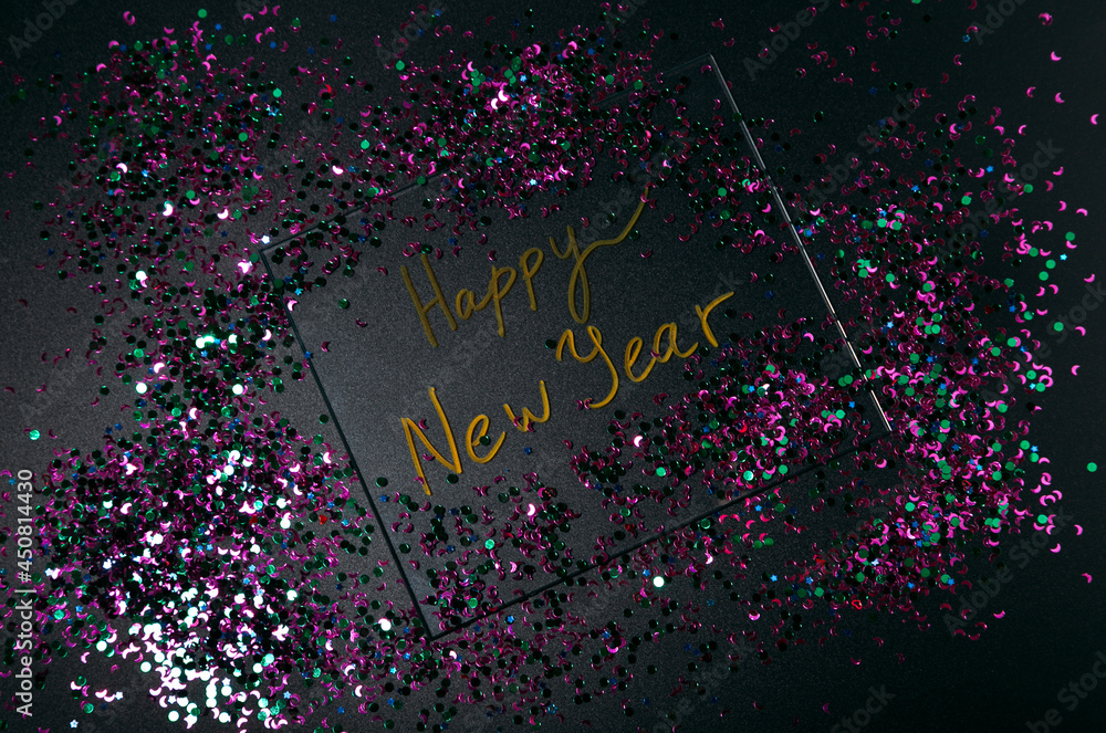 Happy New Year 2022. Beautiful sparkling Golden number 2022 on a black ...