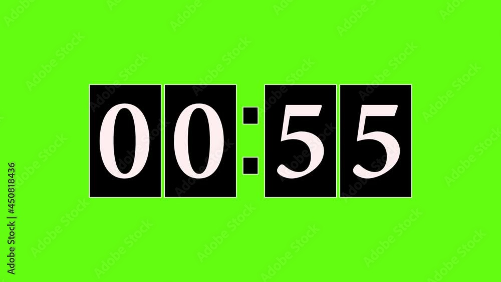 1 Minute Clock Timer Green Screen 4K Animation. 60 seconds countdown on ...