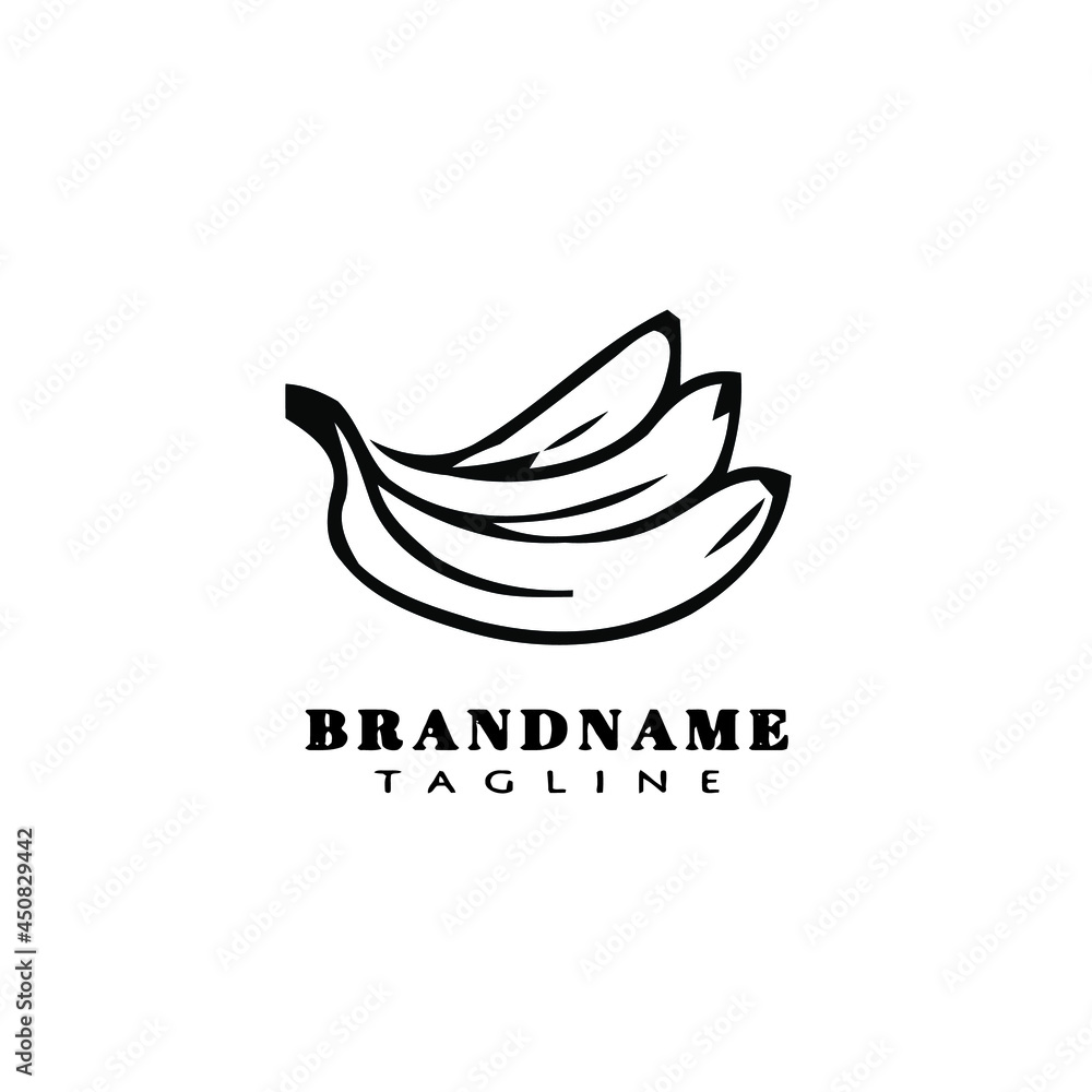 banana fruits logo icon cartoon cute template black vector illustration ...