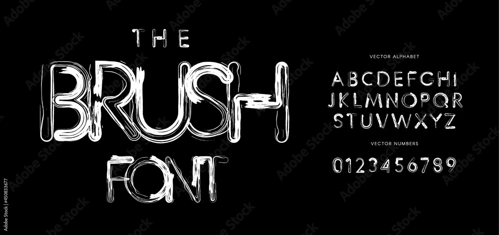 Brush font alphabet letters. Hand drawn grunge paint typography. Ink ...