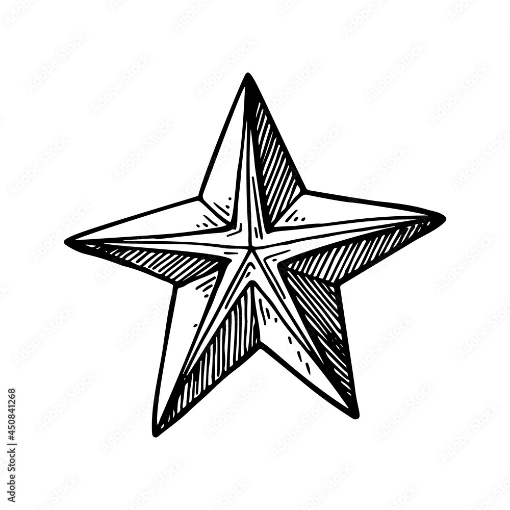 Hand drawn star. Vector illustration in sketch style Stock Vector ...