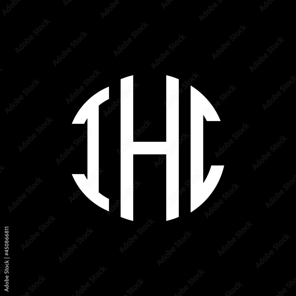 IHC letter logo design. IHC modern letter logo with black background ...