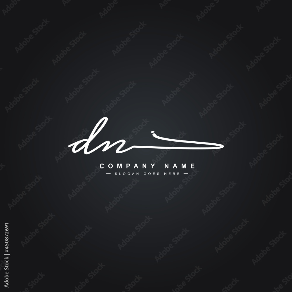 Initial Letter DN Logo - Hand Drawn Signature Logo Stock Vector | Adobe ...