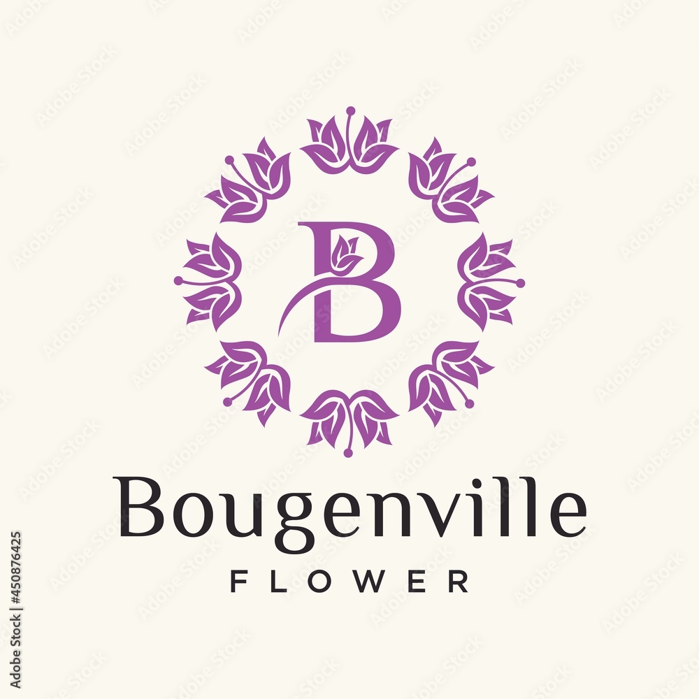 Bougainvillea flower logo design vector template, beautiful flower icon ...
