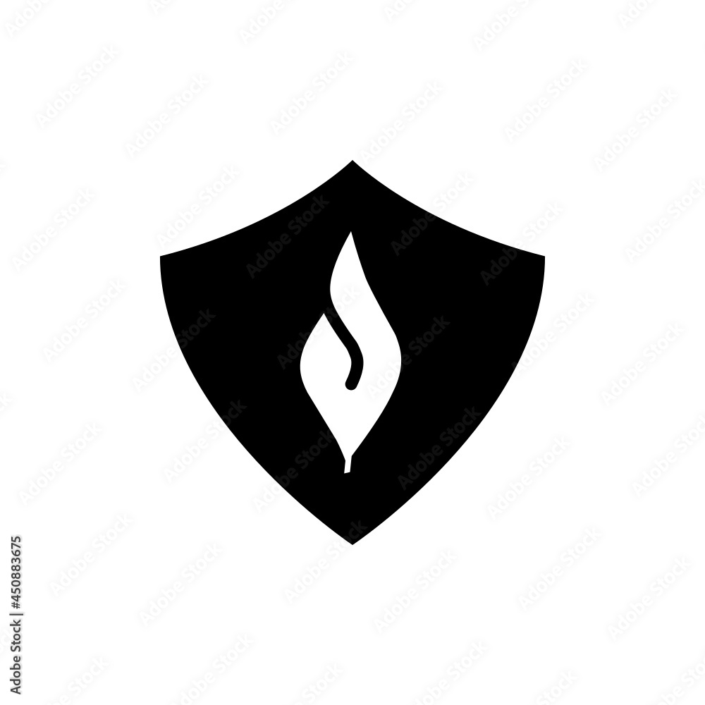 Fire flame safety shield protection security guard vector. Flammable ...