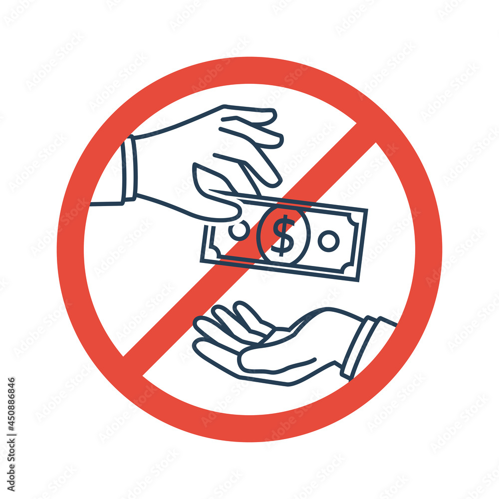 Red sign Stop corruption. Vector illustration, flat design. Bribery ...