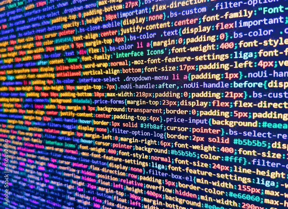 Developer software programming code. Code on dark background ...