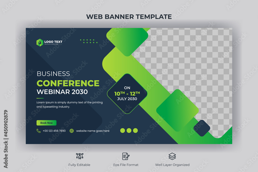 Webinar business conference web banner and youtube thumbnail template ...
