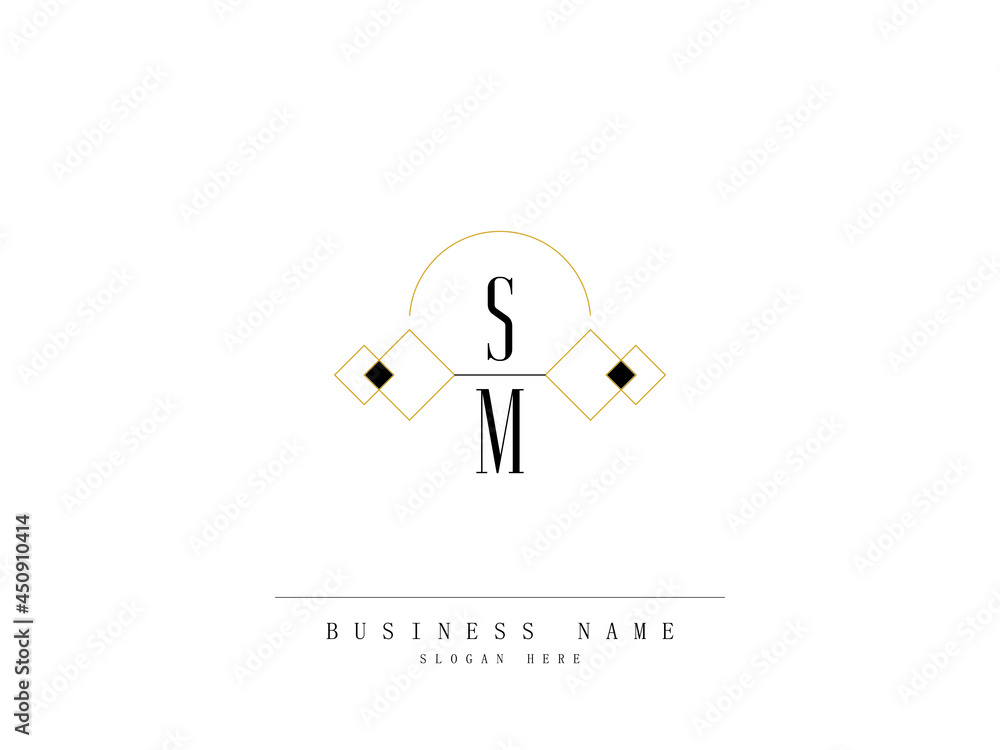 Letter SM Logo, Creative sm Logo Template with Creative Line Art ...