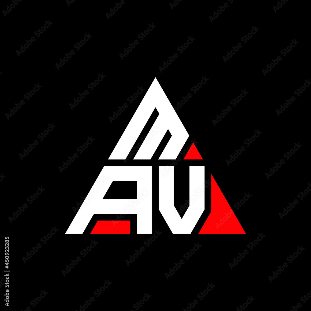 MAV triangle letter logo design with triangle shape. MAV triangle logo ...