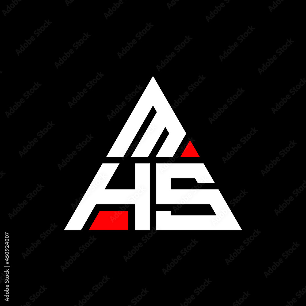 MHS triangle letter logo design with triangle shape. MHS triangle logo ...