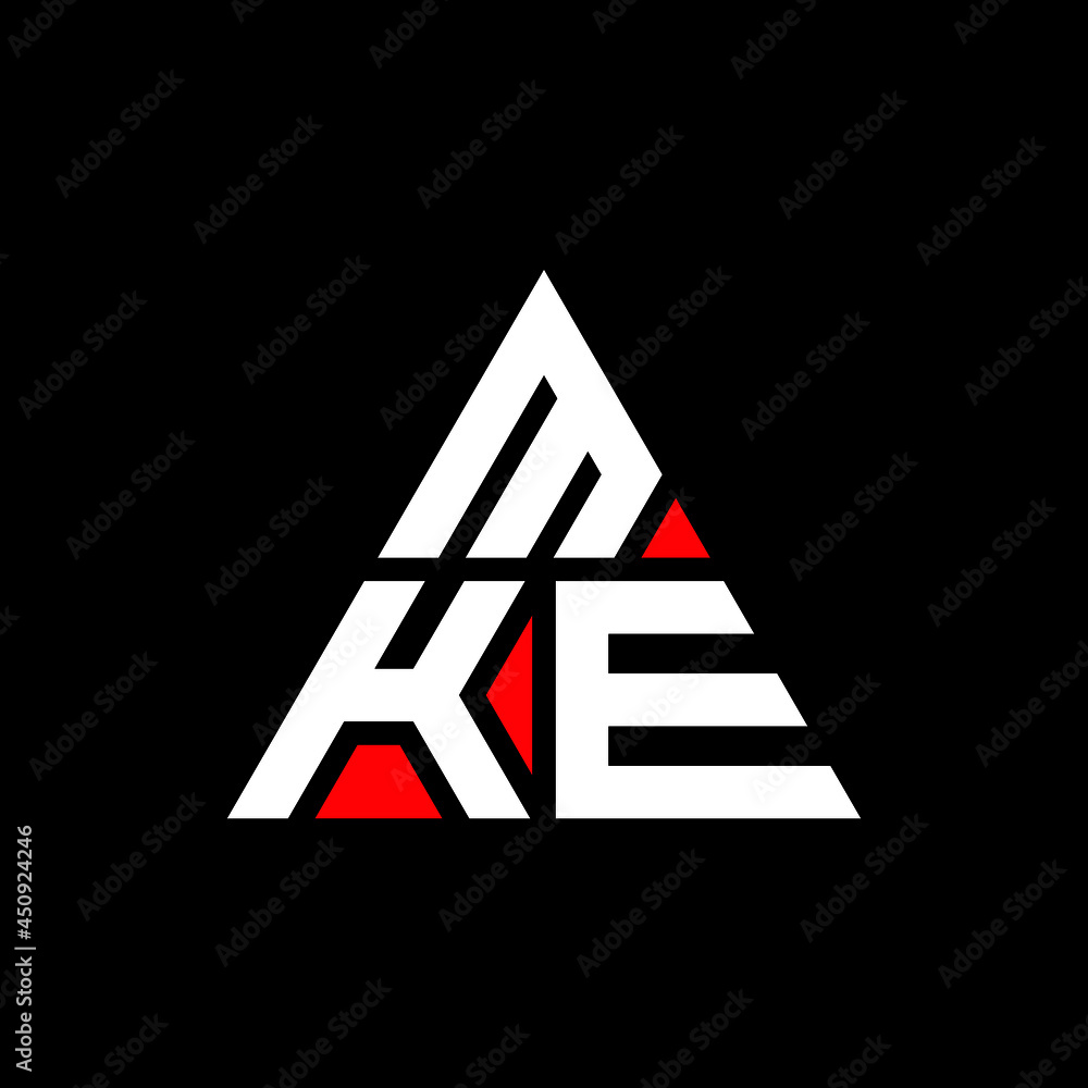 MKE triangle letter logo design with triangle shape. MKE triangle logo ...