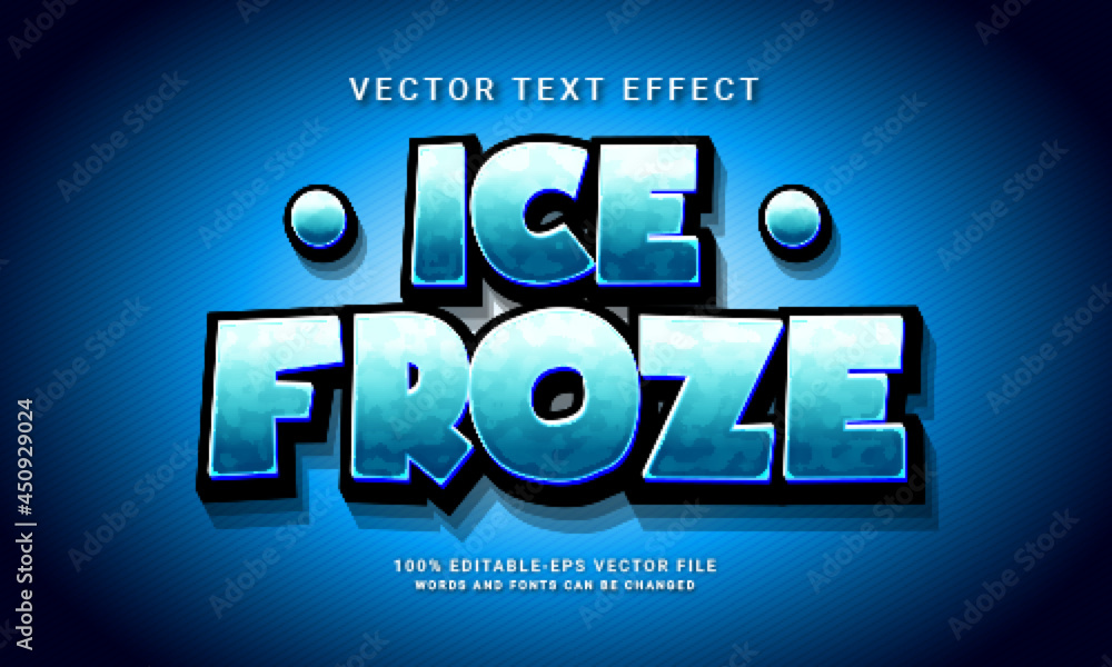 Ice froze comic editable text style effect themed minimalist cartoon ...