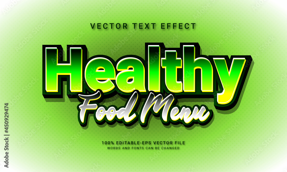Healthy food menu editable text style effect themed restaurant food ...