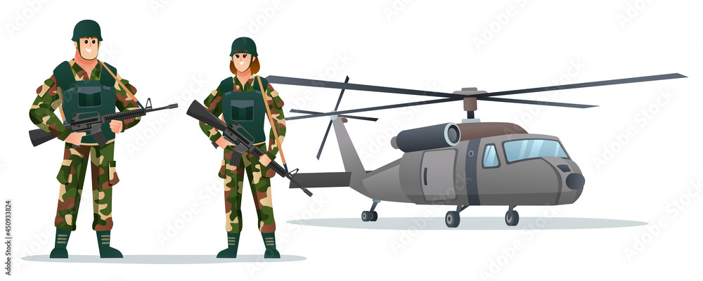 Female Army Soldier Cartoon