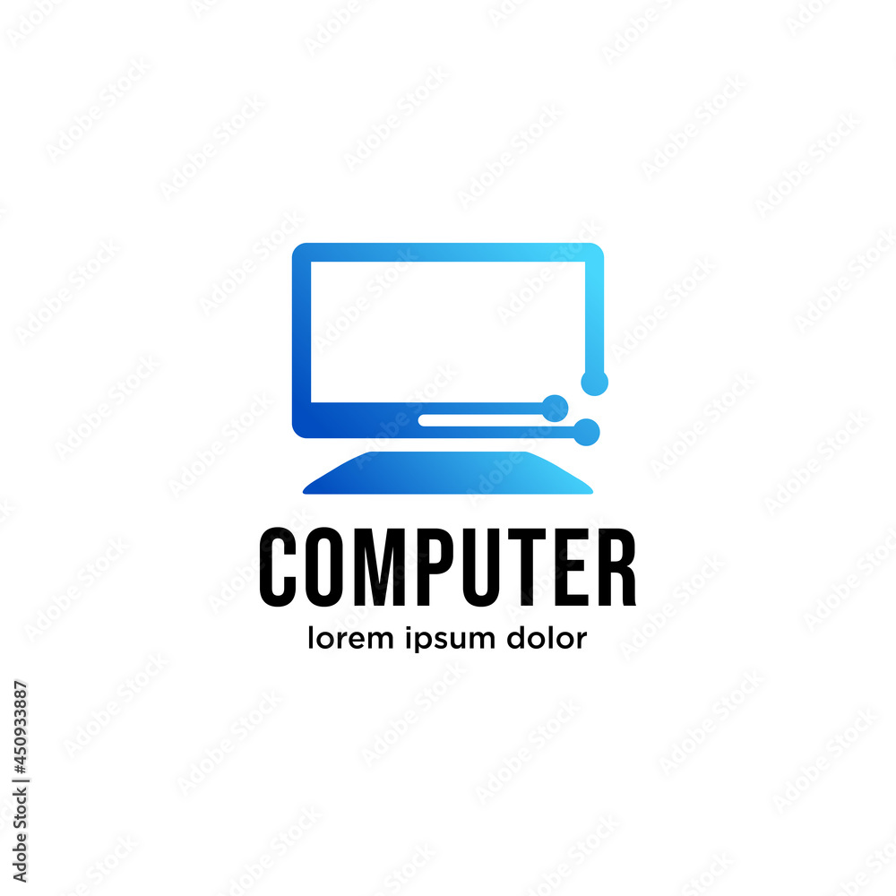 Vector computer logo. Monitor icon. abstract digital technology ...