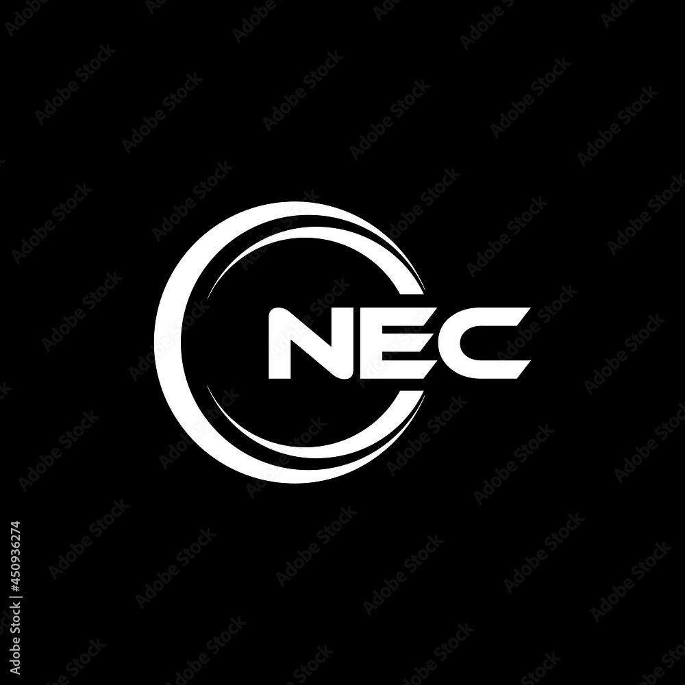Vecteur Stock NEC letter logo design with black background in ...