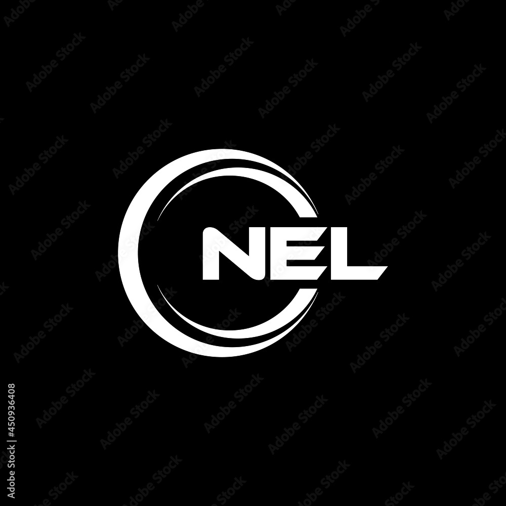 NEL letter logo design with black background in illustrator, vector ...