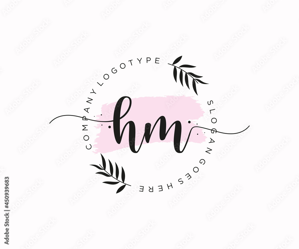 initial HM Feminine logo beauty monogram and elegant logo design ...