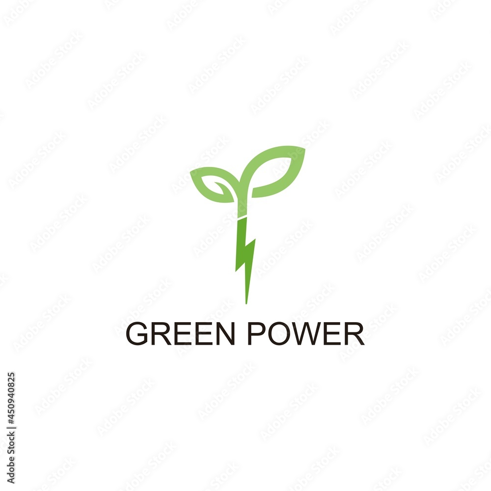 Logo icon symbol green power plant design idea creative inspiration ...