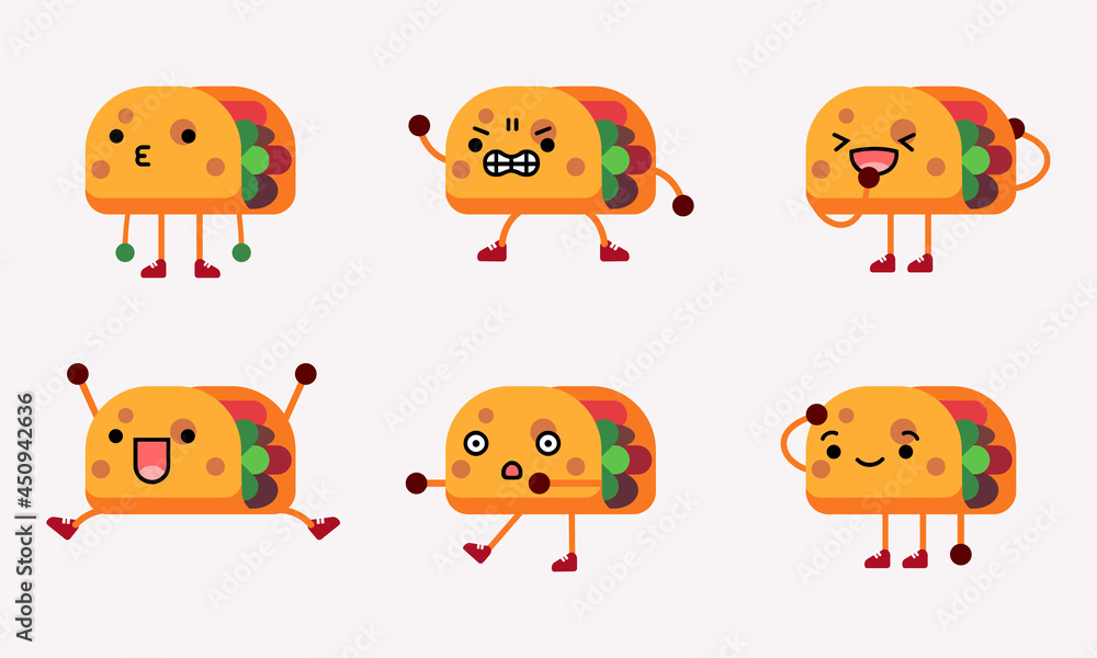 collection of cute taco character mascot illustration with different ...