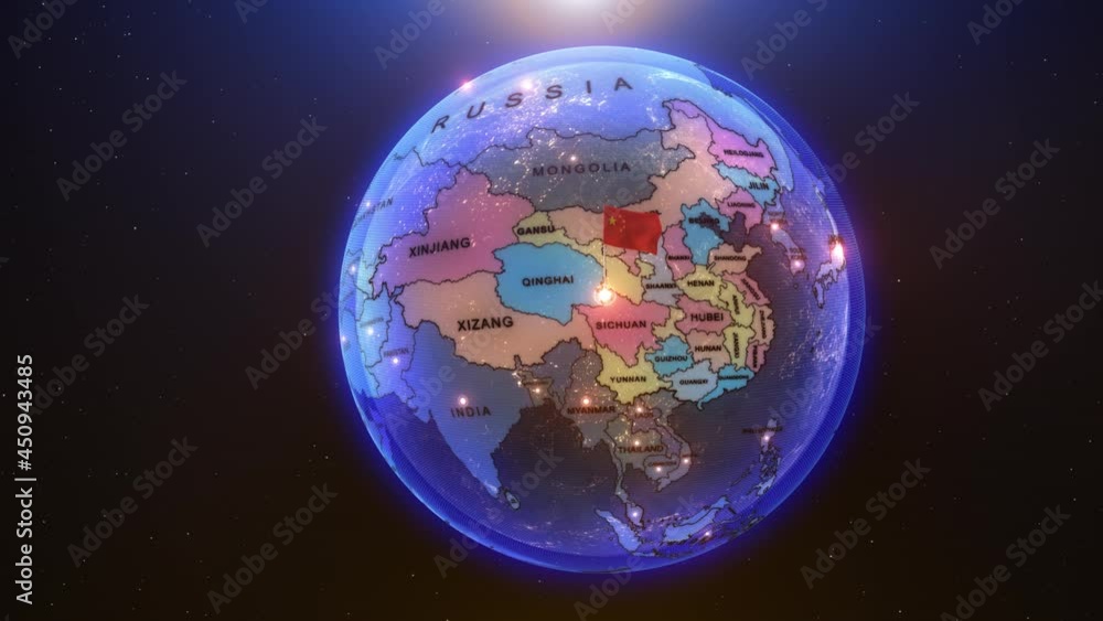 a world map of China, 3d rendering, Stock Video | Adobe Stock