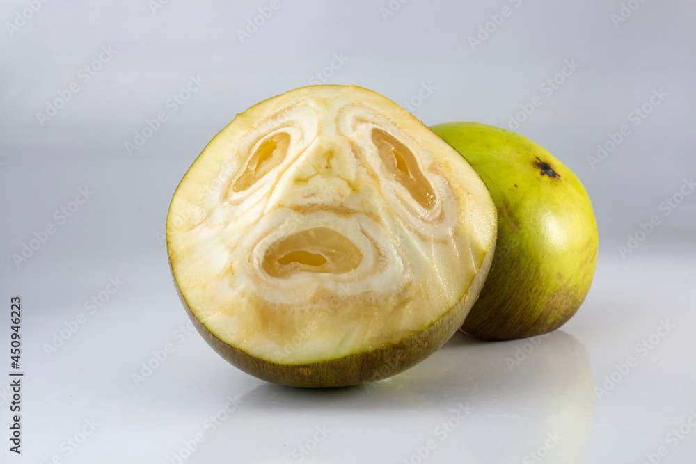 edible core or kernel of young palm. Inner part of palmyra palm or tala ...