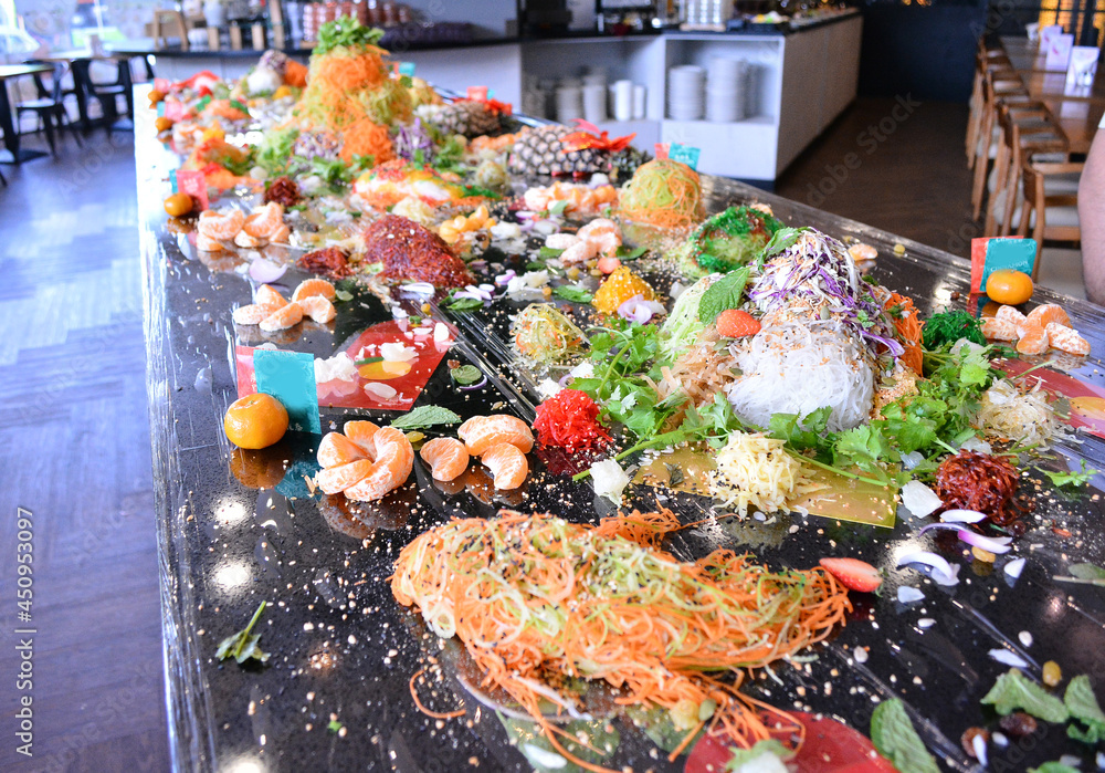 buffet party catering with lo hei yu sheng, asian and western cuisine ...