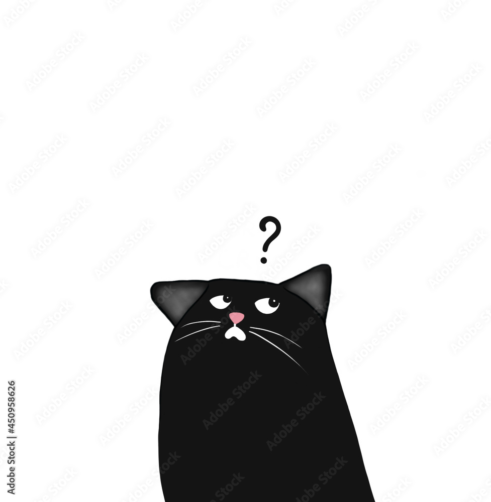 black cat with question background Stock Illustration | Adobe Stock