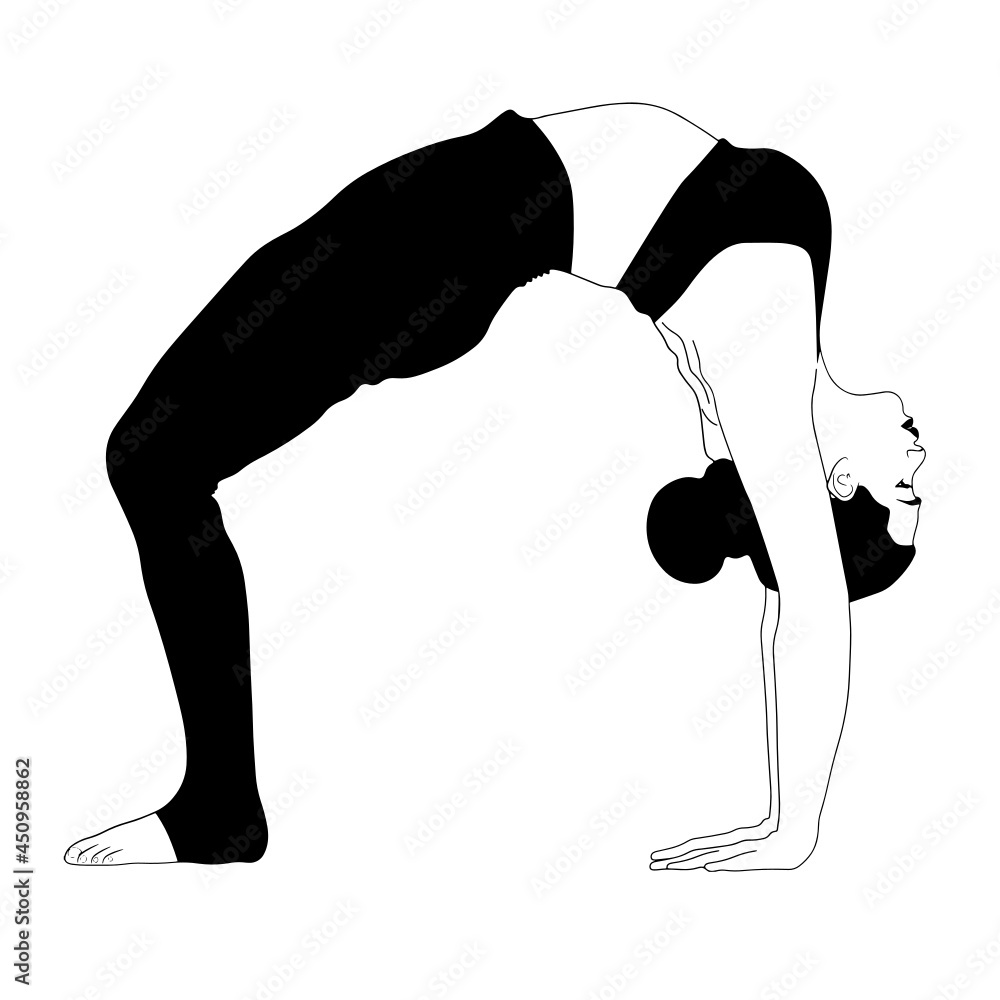 Yoga - Wheel Pose - Chakrasana - Outline Stock Vector | Adobe Stock