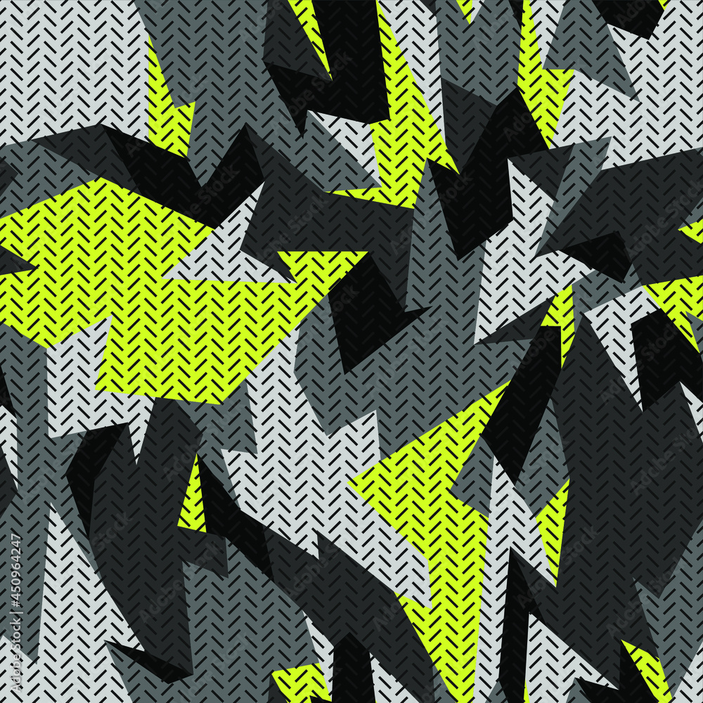 Geometric chaotic camouflage texture seamless pattern. Abstract modern ...