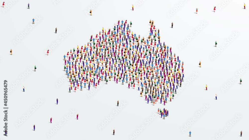 Australia Map A large group of people form to create the Australian map ...