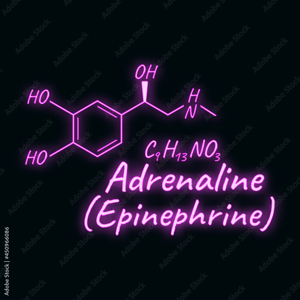 Human hormone adrenaline, epinephrine element concept chemical skeletal ...