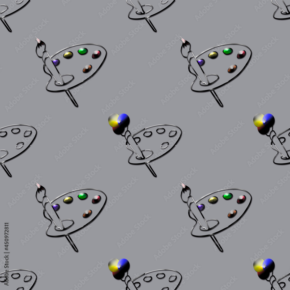 Seamless pattern of palette paint. Illustration of a palette with a ...