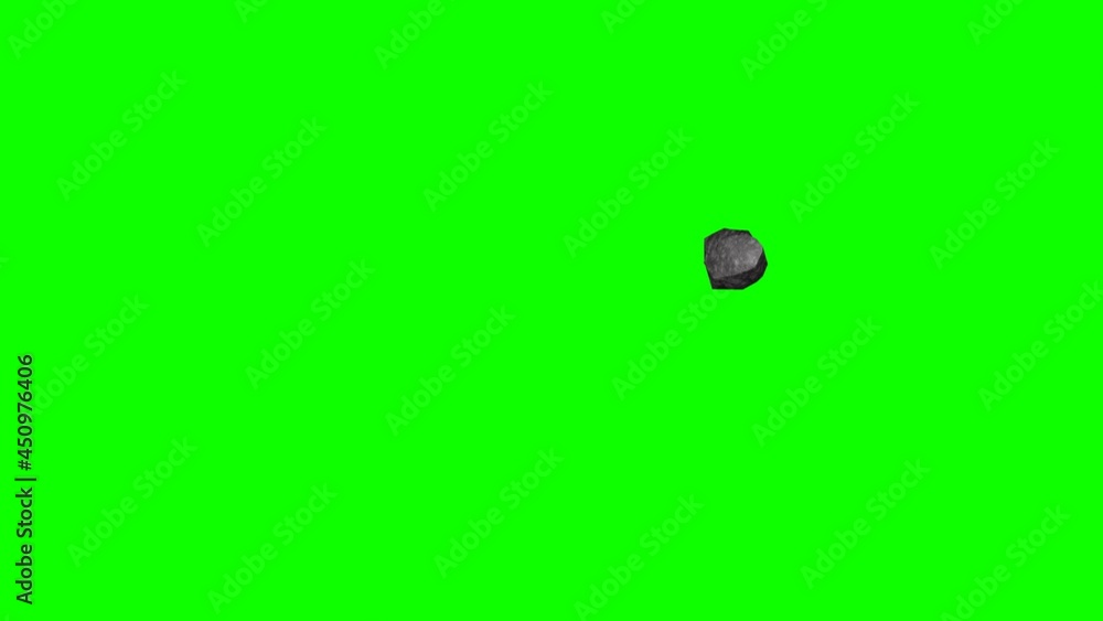 Asteroid meteorite flying and spinning in the space of a green screen ...