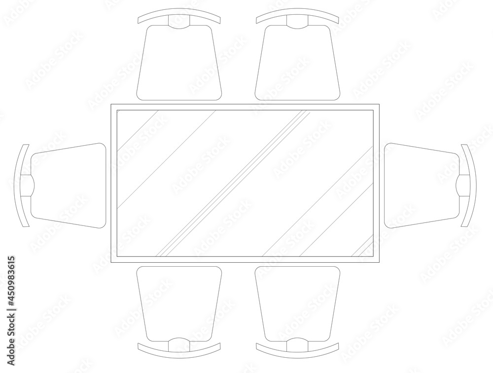 2D CAD plan drawing various sizes and designs of dining table and ...