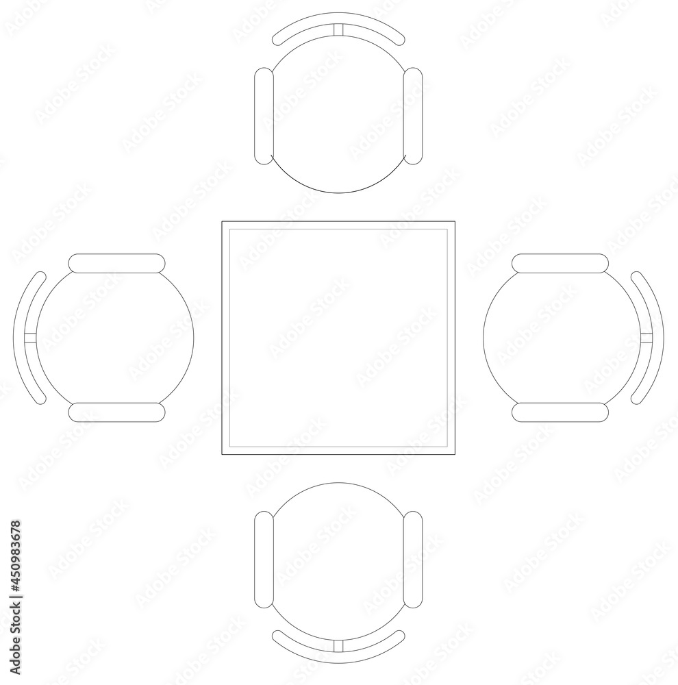 2D CAD plan drawing various sizes and designs of dining table and ...