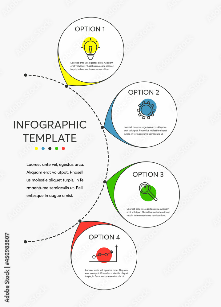 Vector infographic circle template with 4 steps, parts, options ...