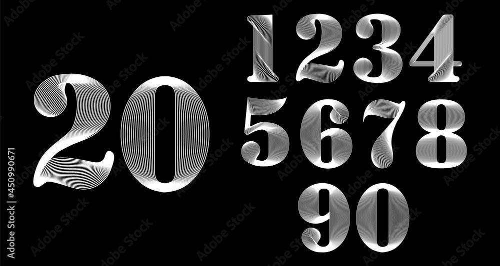 Number collection with line art effect template Stock Vector | Adobe Stock