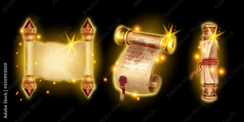 Old parchment paper scroll illustration, vector game ancient letter ...