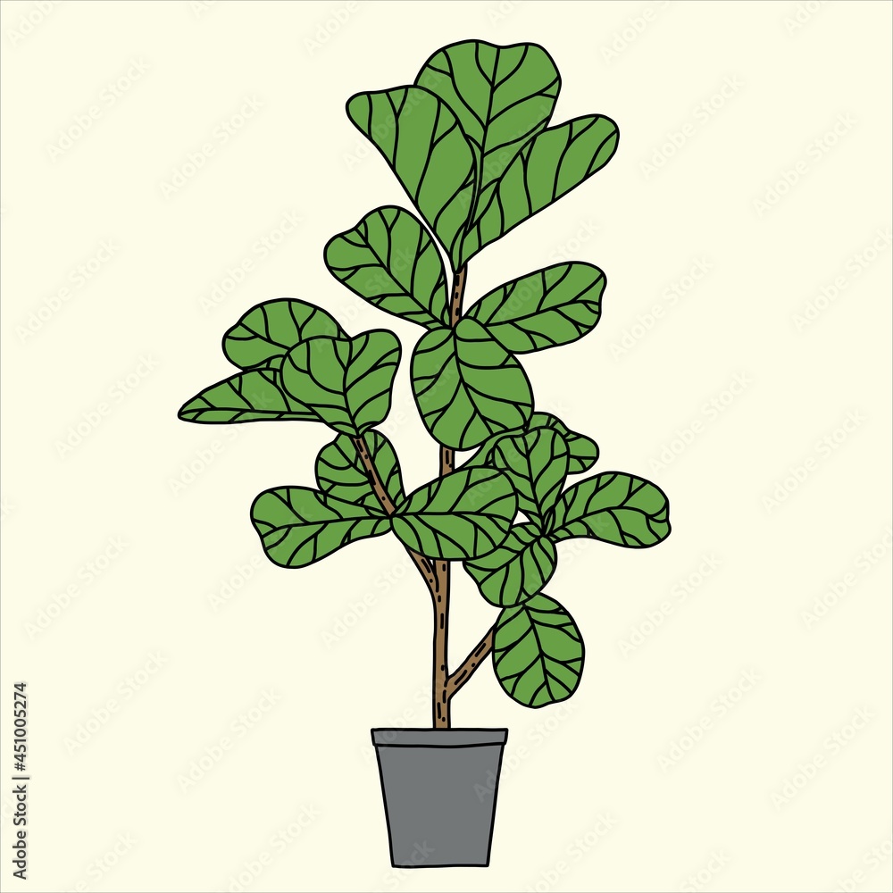 Doodle freehand sketch drawing of fiddle leaf fig tree. Stock Vector ...