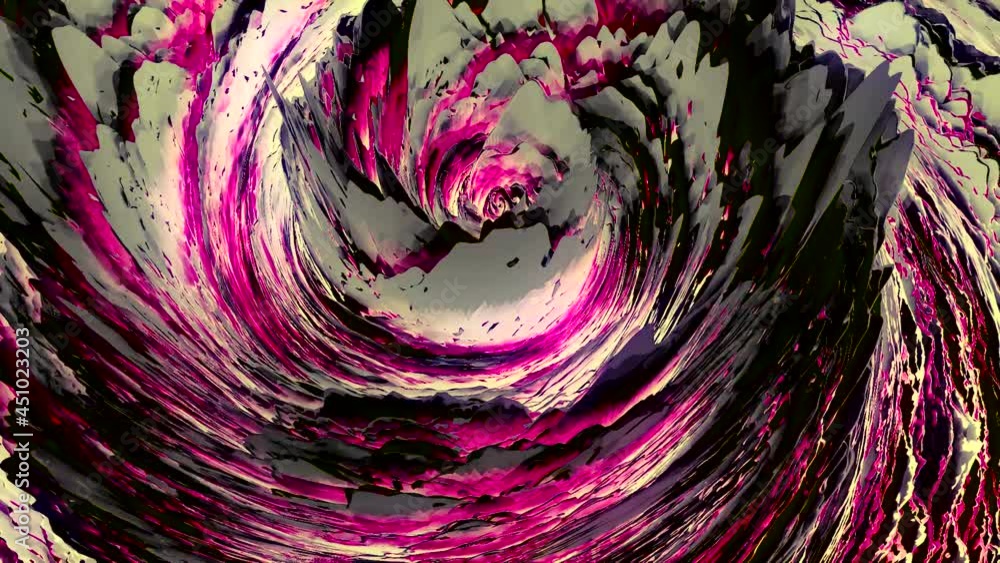 Abstract white, black, and pink 3D spiral shaped tornado with unusual ...