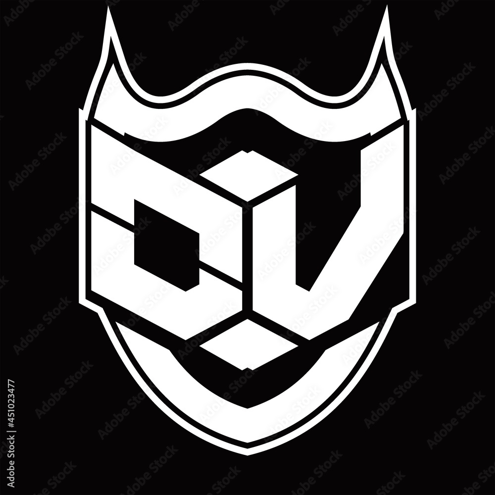 OV Logo monogram design isolated with shield shape design template ...